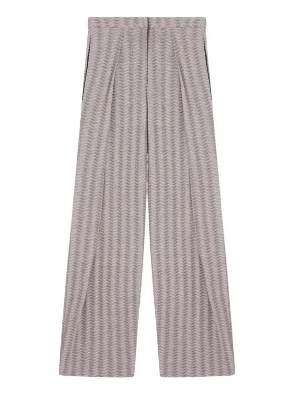 Emporio Armani Jacquard Wide-leg Knitted Trousers - Beige