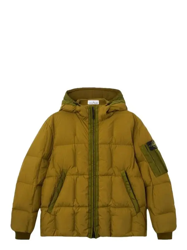 Stone Island Hooded Down Jacket With Wind Resistance - Cactus