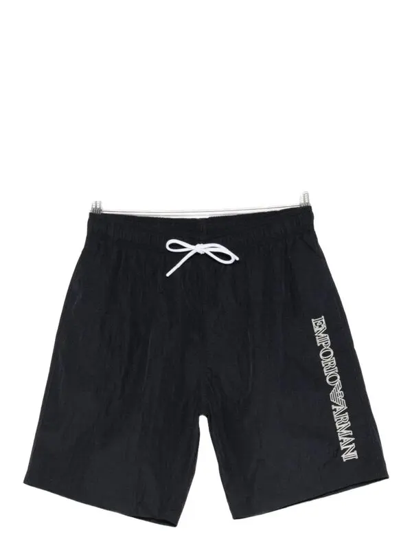 Emporio Armani Logo Print Swim Shorts - Blue