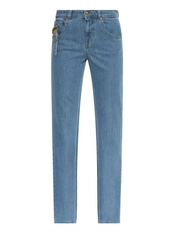 Versace Slim-fit Buckle Detail Jeans - Blue