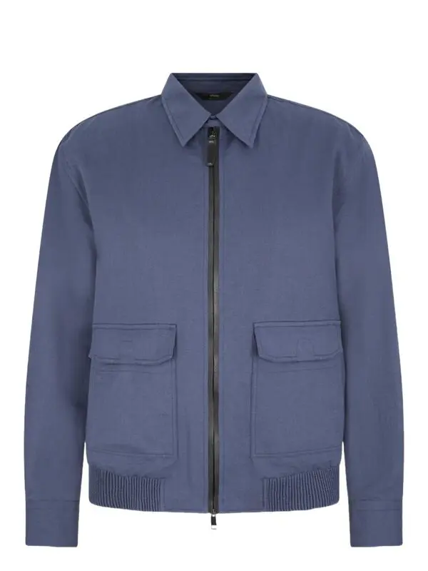 Brioni Linen-cotton Blend Zip-up Shirt Jacket - Blue