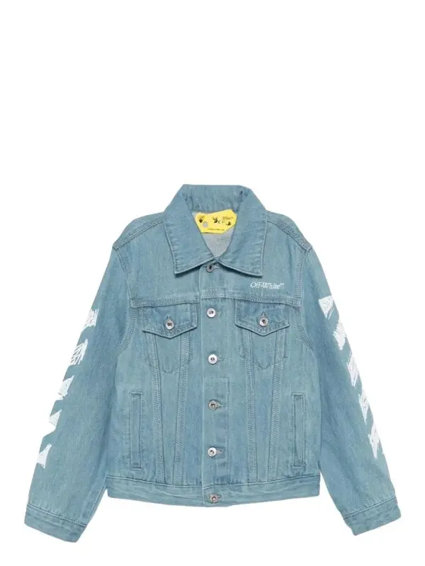 Off-White Diagonals Print Denim Jacket - Medium Blue