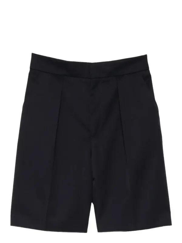 Victoria Beckham Pleated-front Knee-length Shorts - Navy