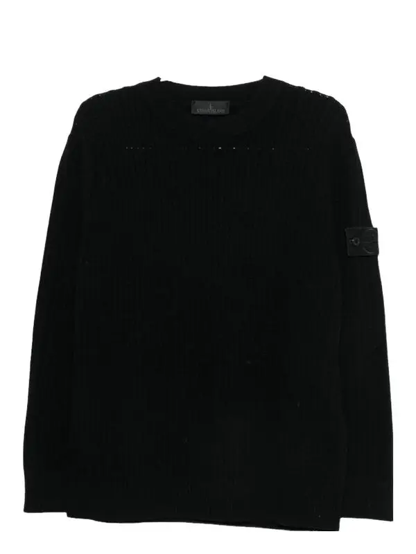 Stone Island Long Sleeve Pullover Sweater - Black