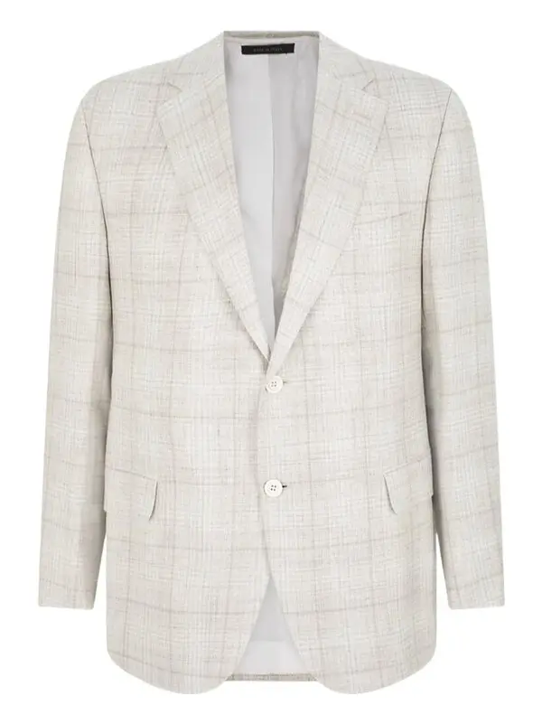 Brioni Checked Wool-blend Blazer - Light Beige