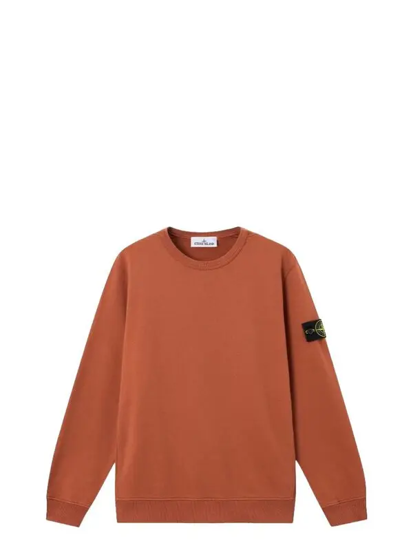 Stone Island Crewneck Sweatshirt With Ribbed Inserts - Brick Red
