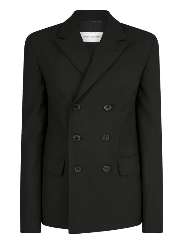 Dries Van Noten Double-breasted Long-sleeve Blazer - Black