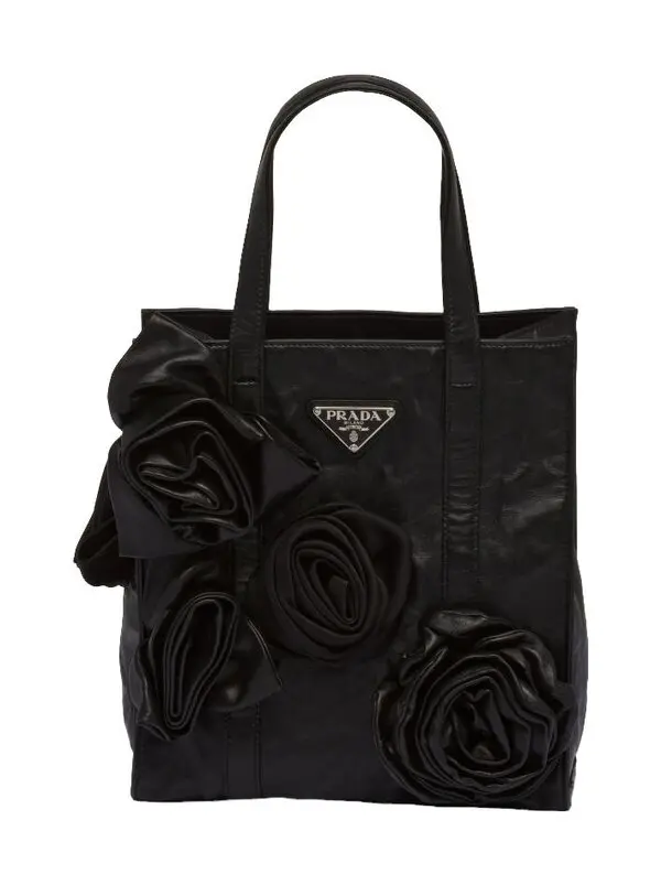 Prada Floral Installation Tote Bag - Black
