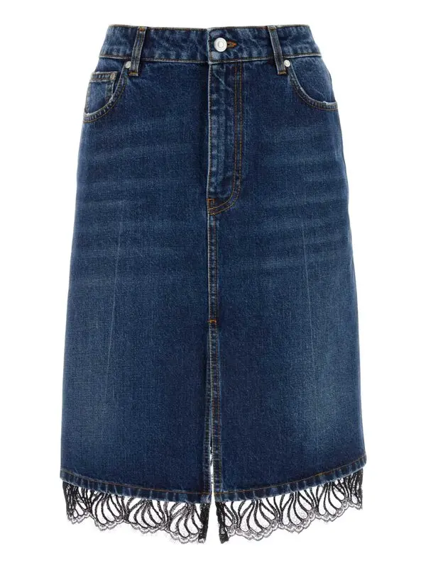 Stella McCartney Lace Detailed Denim Skirt - Blue