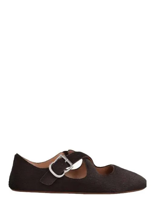 Alaïa Criss-cross Ballet Flats In Haircalf - Chocolate-colored