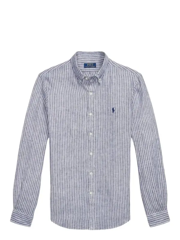 Polo Ralph Lauren Logo Embroidered Striped Shirt - Blue