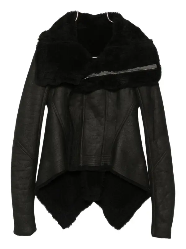 Rick Owens Naska Shearling-trim Asymmetric Jacket - Black
