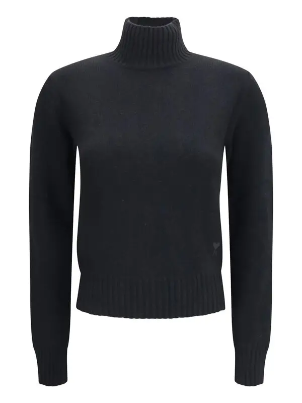 AMI Paris De Coeur Turtleneck Sweater - Black