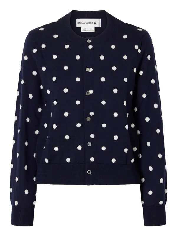 Comme Des Garçons Polka-dot Wool Cardigan - Blue