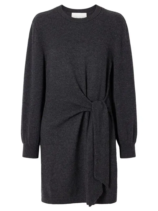 LISA YANG Gabrielle Knotted Cashmere Mini Dress - Gray