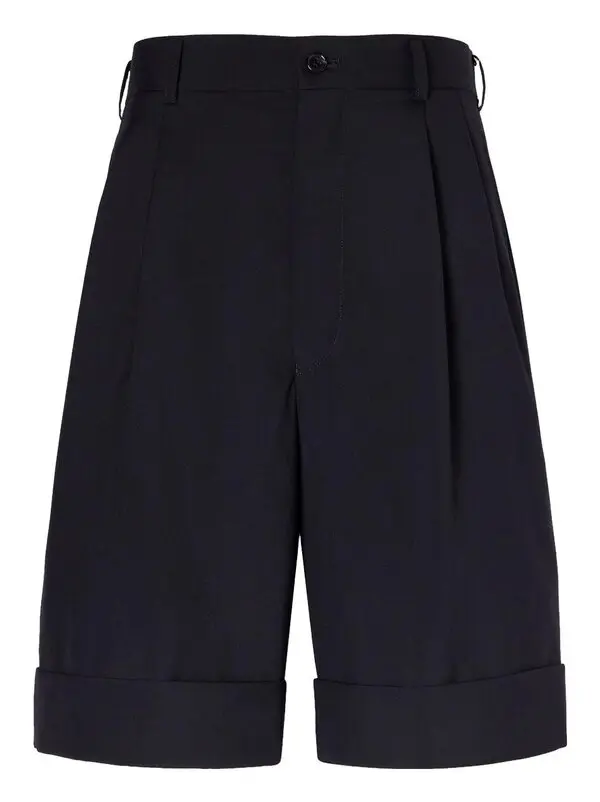 Comme Des Garçons Pleated Wool Shorts - Black