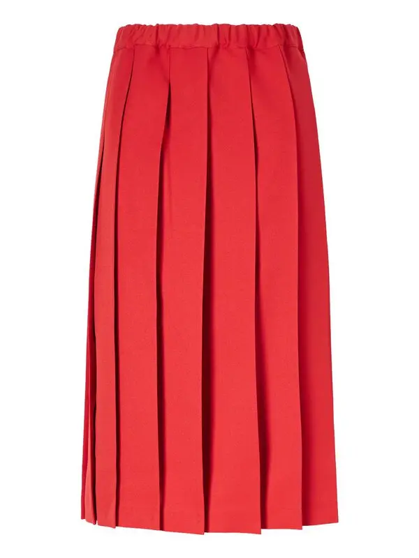 Comme Des Garçons Pleated Gabardine Midi Skirt - Red
