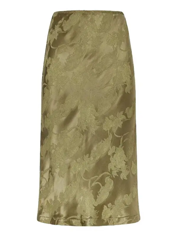 ALEMAIS Winifred Floral Jacquard Midi Skirt - Green