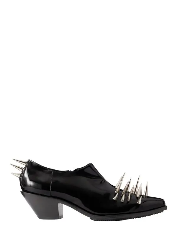 Junya Watanabe Studded Patent-leather Ankle Boots - Black