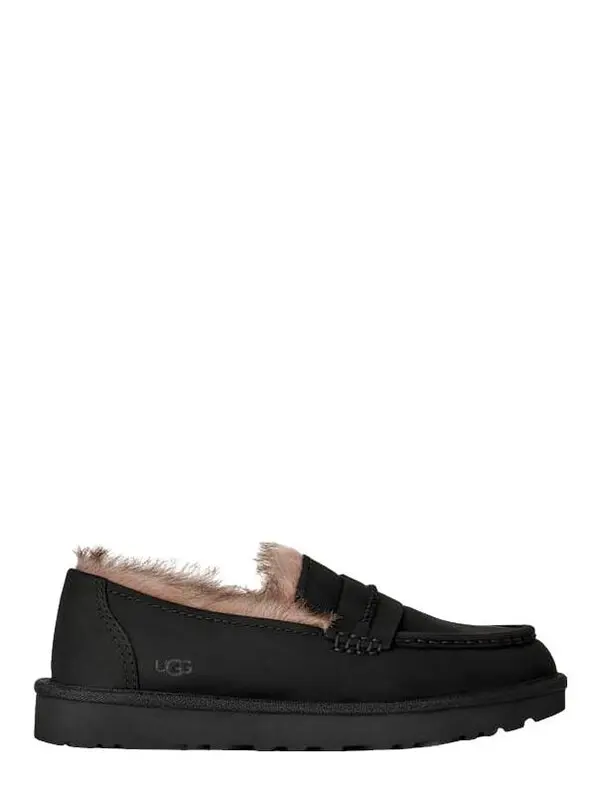 UGG Ellis Nubuck Sheepskin Loafers - Black