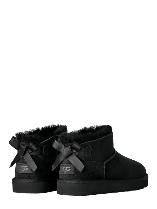 UGG Bailey Bow Ultra Mini Sheepskin Boots - Black