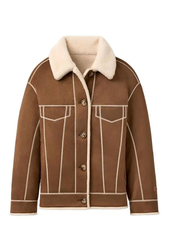 UGG Frankie Reversible Trucker Jacket - Dark Chestnut/cream