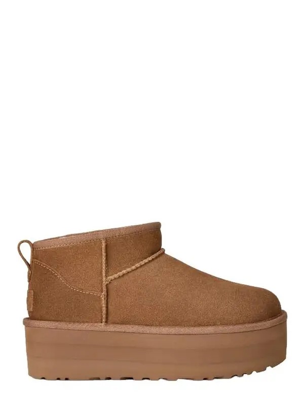 UGG Classic Ultra Mini Platform Suede Boots - Chestnut