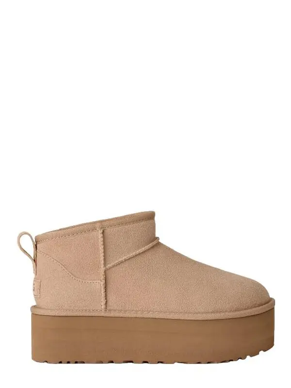 UGG Classic Ultra Mini Platform Suede Boots - Sand