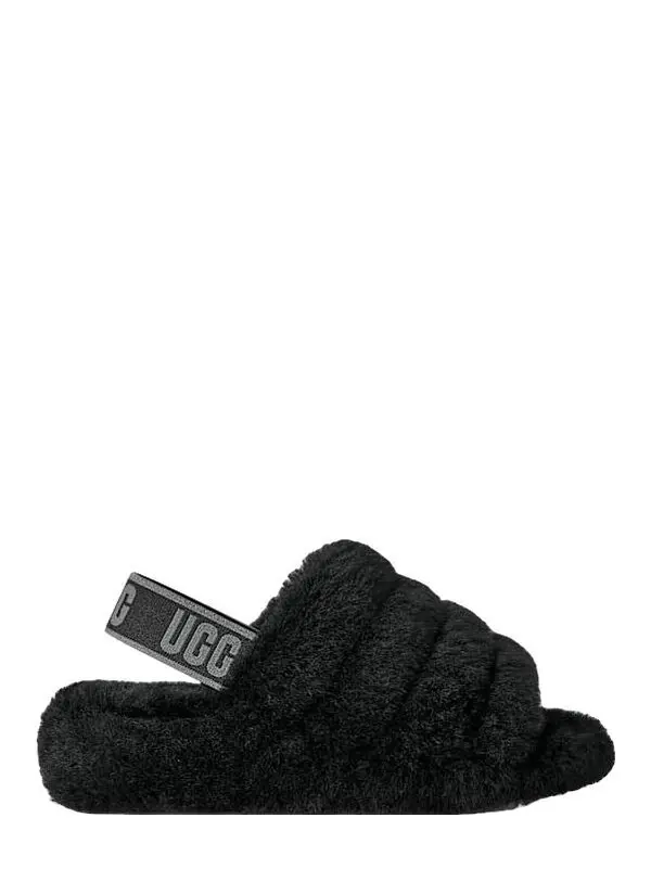 UGG Fluff Yeah Sheepskin Slide Slippers - Black/dark Shadow