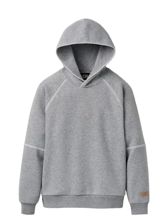 UGG Classic Cotton Blend Hoodie With Whipstitch Detailing - Grey Heather