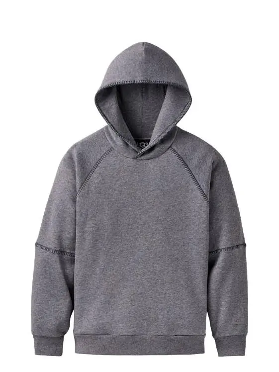 UGG Classic Cotton Blend Hoodie With Whipstitch Detailing - Medium Grey Heather