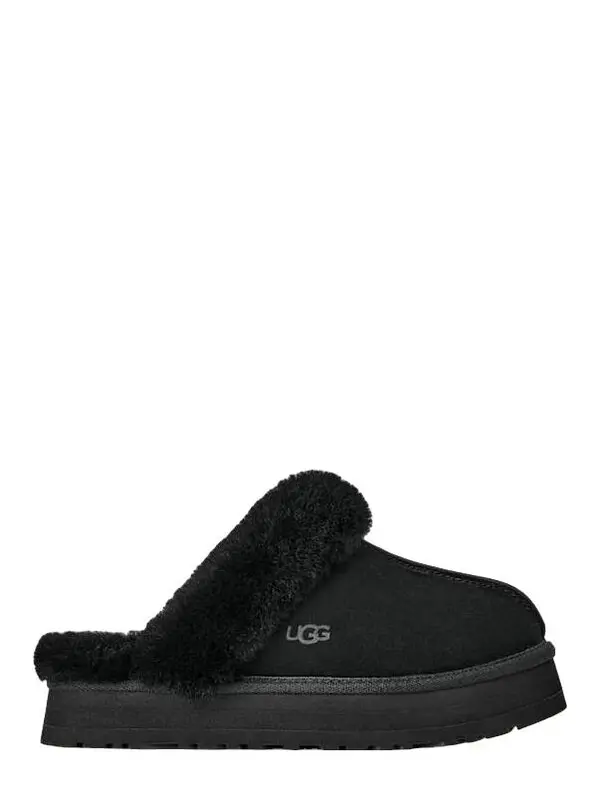 UGG Disquette Sheepskin Slippers With Platform Sole - Black