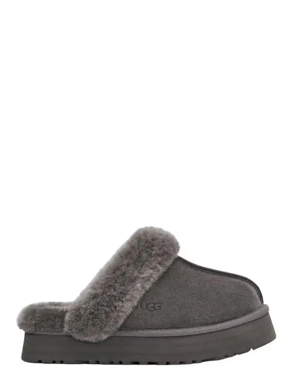 UGG Disquette Sheepskin Slippers With Platform Sole - Charcoal