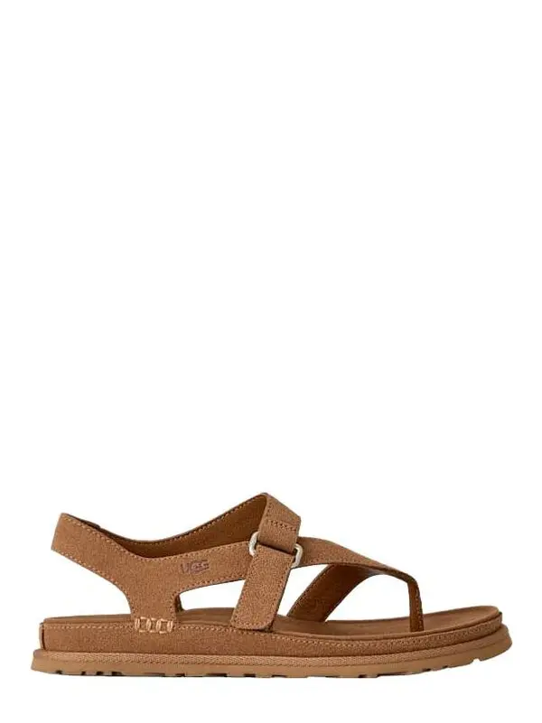UGG Golden Gaze Toe Post Suede Sandals - Chestnut