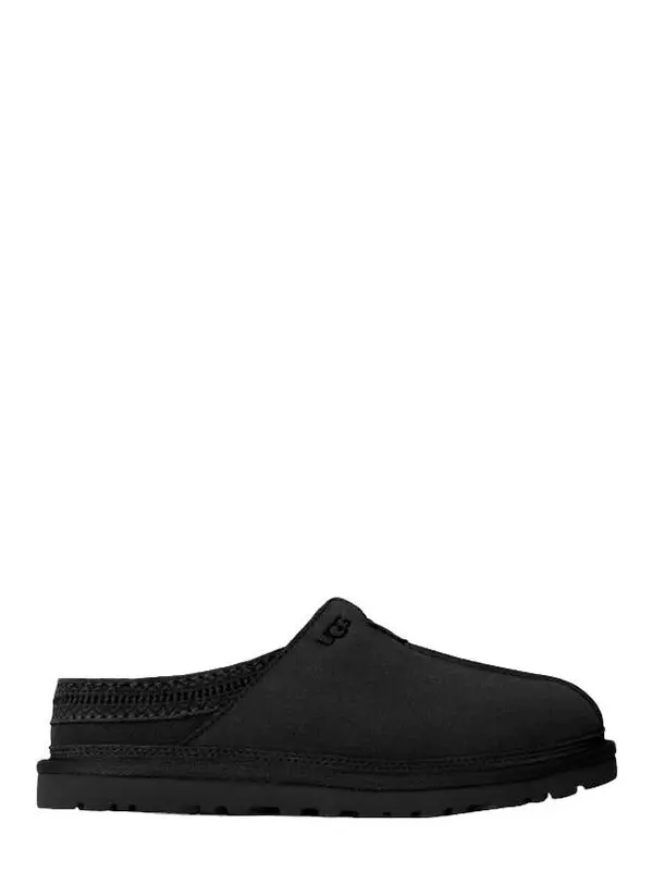 UGG Neuman Leather Sheepskin Slippers - Black