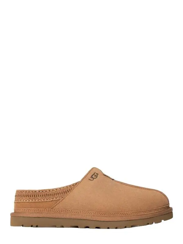 UGG Neuman Leather Sheepskin Slippers - Chestnut
