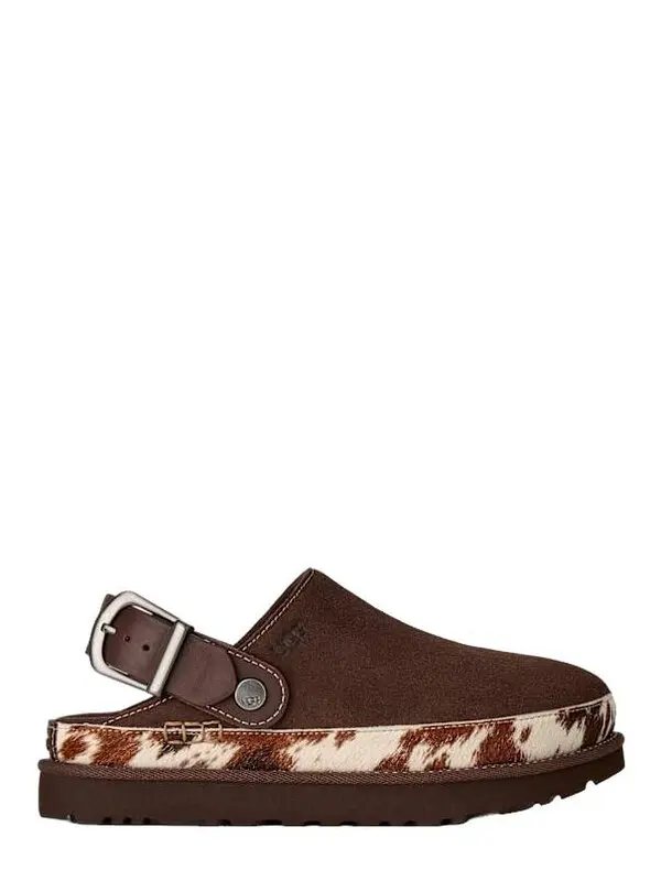 UGG Goldenstar Western Clog With Suede And Calf Hair Upper - Burnt Cedar