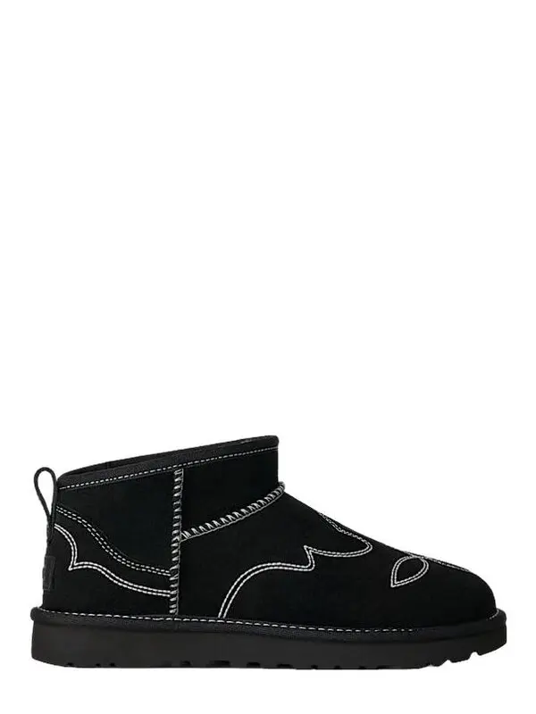 UGG Classic Ultra Mini Western Sheepskin Boots - Black