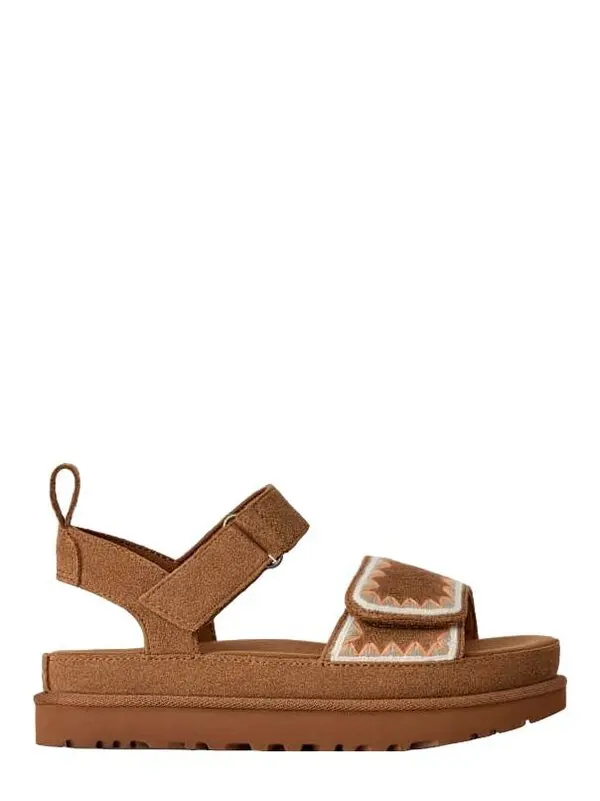 UGG Goldenstar Artistitch Suede Sandals - Chestnut