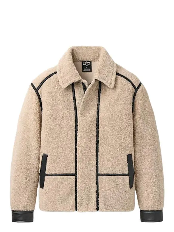 UGG Quinley Jacket With Distressed Faux Leather Trim - Bluff/black