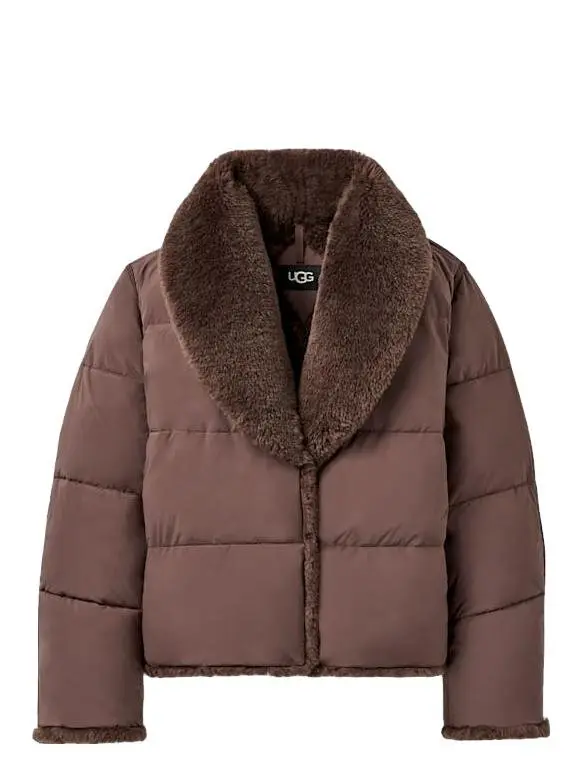 UGG Wylda Puffer Jacket With Faux Fur Trim - Burnt Cedar