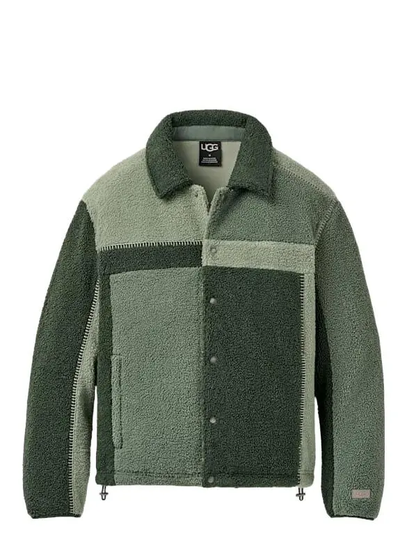 UGG Lachlan Color-blocked Fleece Jacket With Whipstitch Details - Arugula Multi