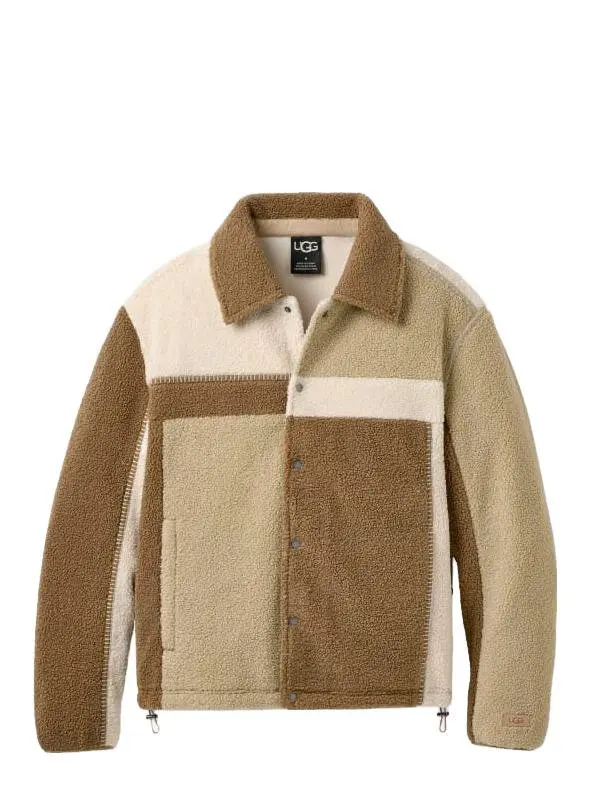 UGG Lachlan Color-blocked Fleece Jacket With Whipstitch Details - Sand Multi