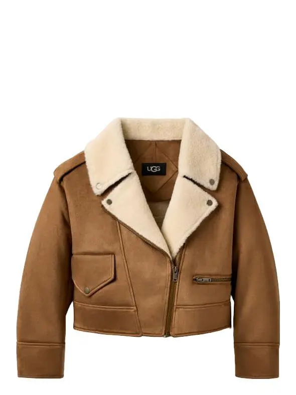 UGG Finnian Luxe Fluff Moto Jacket - Chestnut