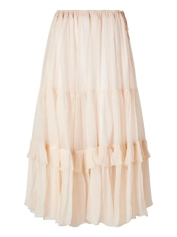 Chloé Silk Mousseline Maxi Skirt - Pink