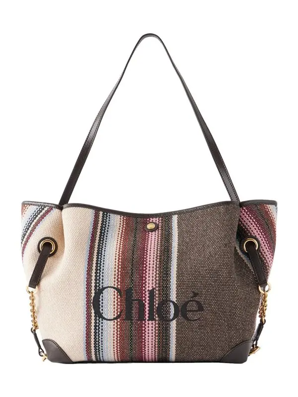 Chloé Clover Leather-trimmed Striped Tweed Tote - Multi