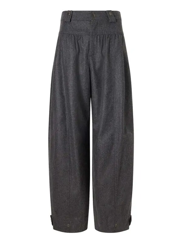 Chloé Flannel Wool And Cashmere-blend Wide-leg Pants - Dark Gray