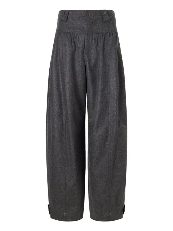 Chloé Flannel Wool And Cashmere-blend Wide-leg Pants - Gray
