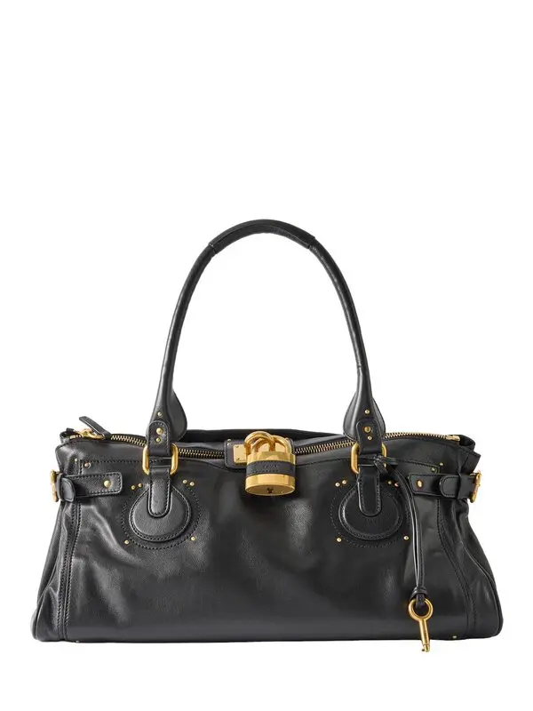 Chloé Paddington Large Leather Bag With Locket Detail - Black