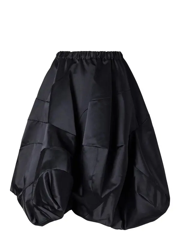 Comme Des Garçons Gathered Satin Midi Skirt - Black